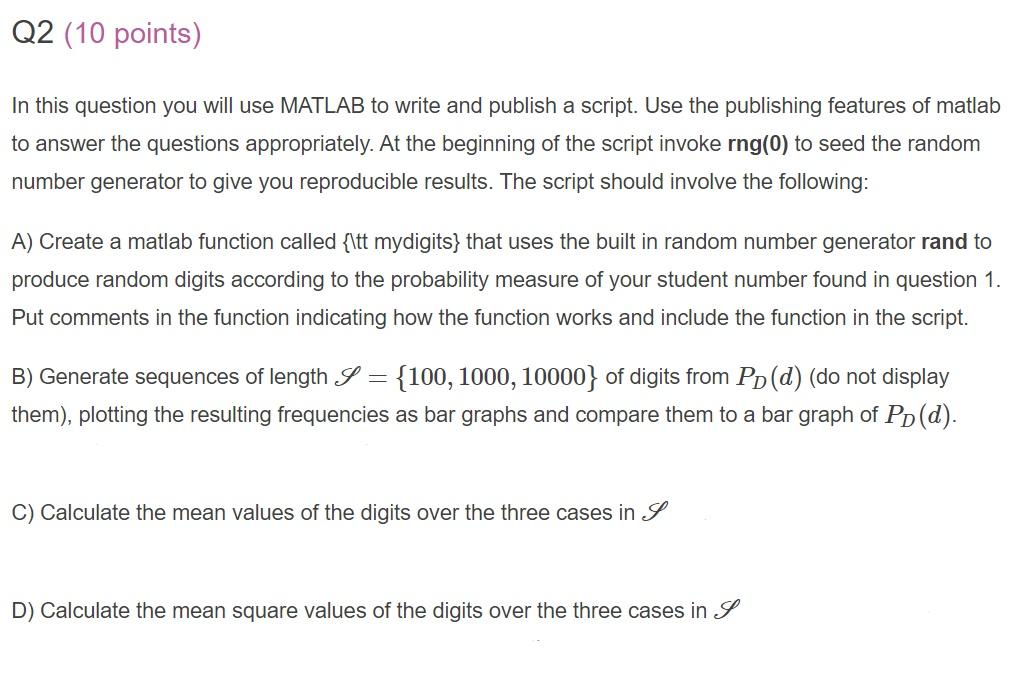Solved Q2 (10 points) In this question you will use MATLAB | Chegg.com