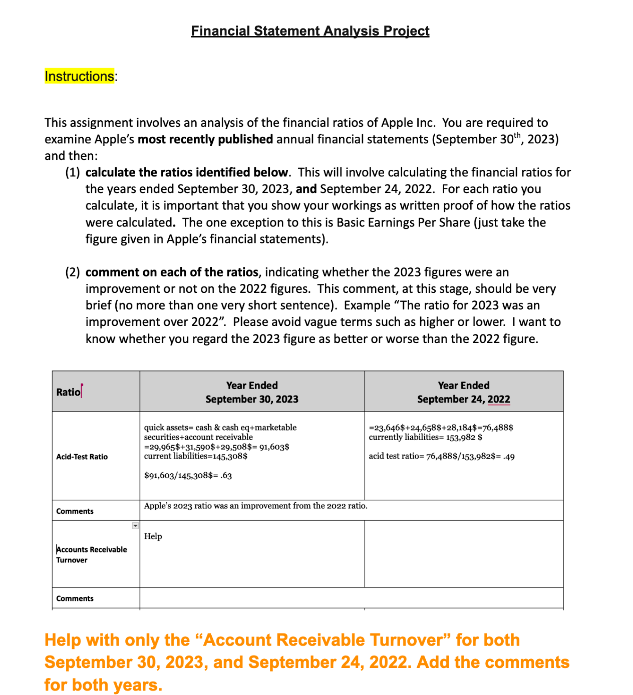 Solved Financial Statement Analysis ProjectInstructions:This | Chegg.com
