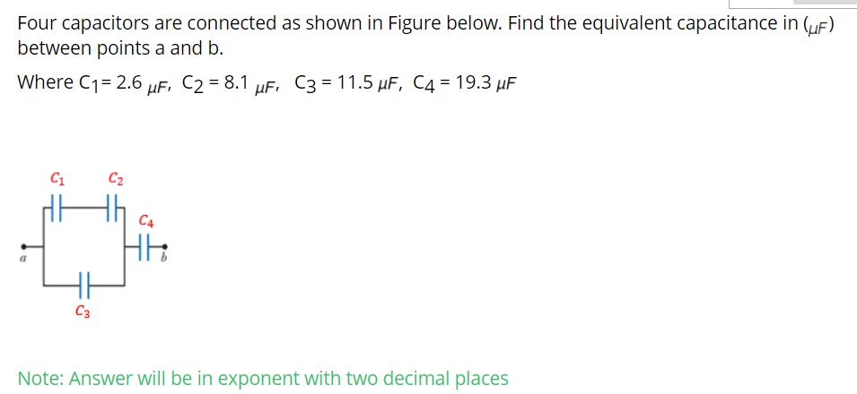 Solved Four capacitors are connected as shown in Figure | Chegg.com