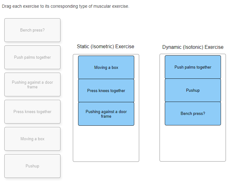 Solved Drag each exercise to its corresponding type of | Chegg.com