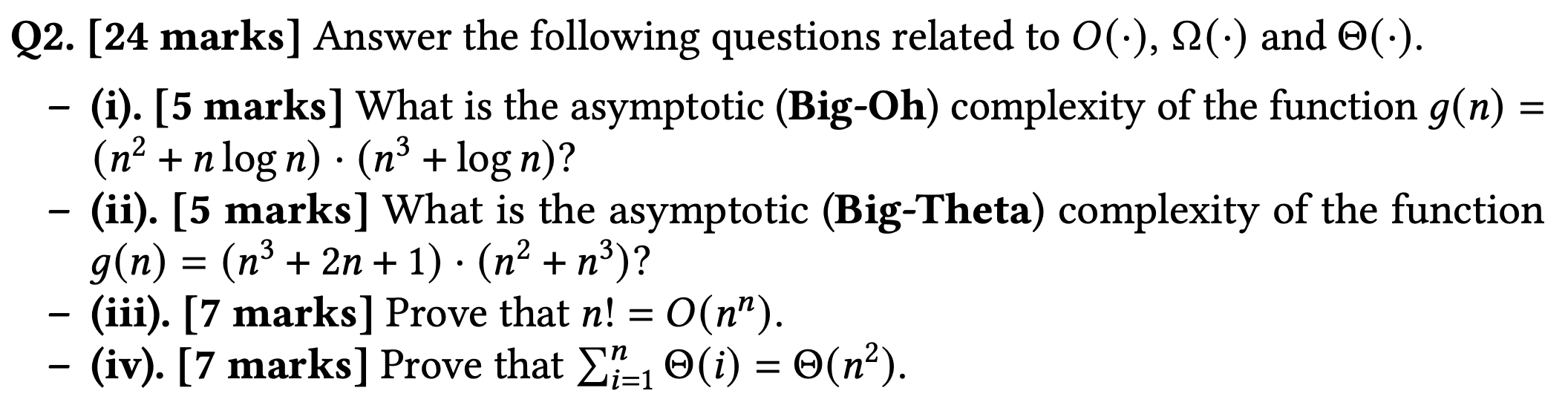 Solved Q2. [24 marks] Answer the following questions related | Chegg.com