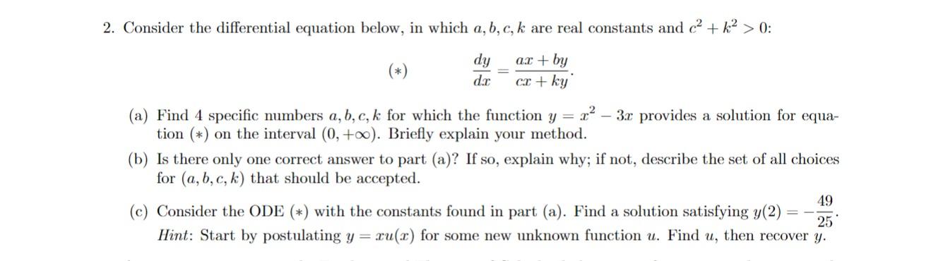 Solved 2. Consider the differential equation below, in which | Chegg.com