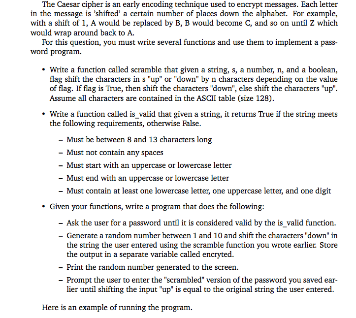 Solved The Caesar cipher is an early encoding technique used | Chegg.com