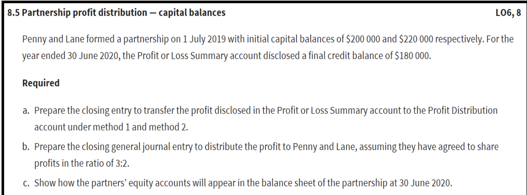 Solved 8.5 Partnership profit distribution - capital | Chegg.com