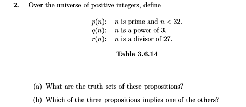 Solved 2. Over the universe of positive integers, define | Chegg.com