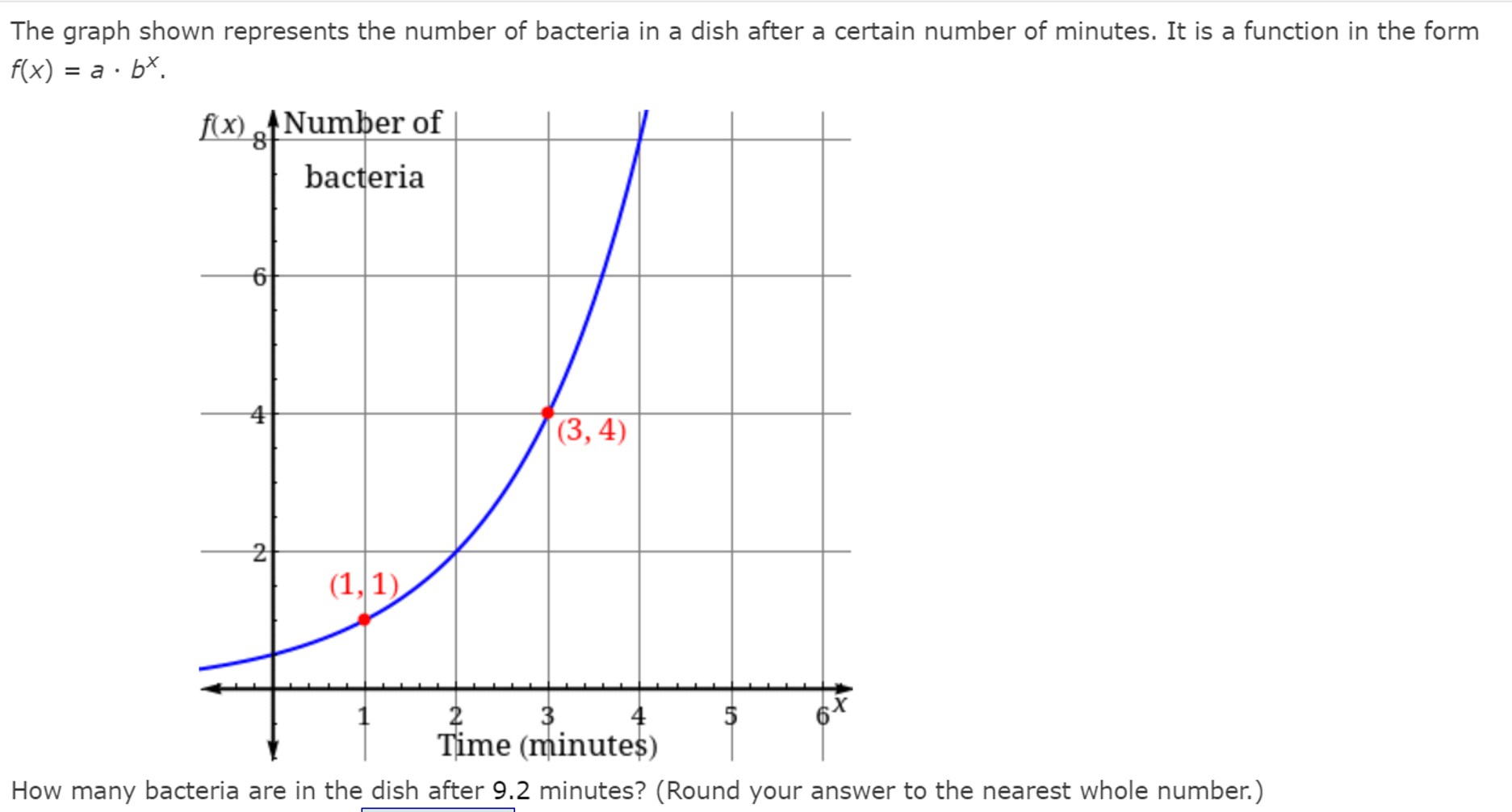 Solved The graph shown represents the number of bacteria in | Chegg.com
