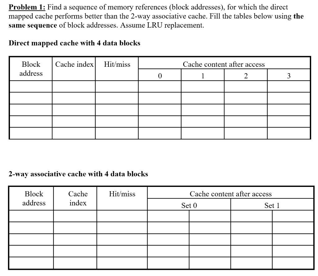 Solved Problem 1: Find a sequence of memory references | Chegg.com