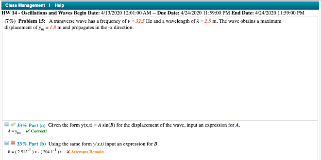 Solved Class Management | Help HW 14 - Oscillations and | Chegg.com