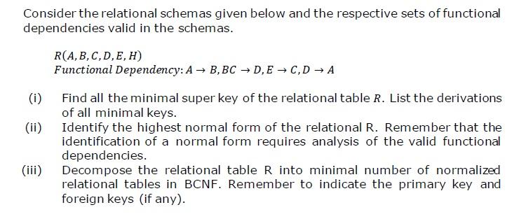 Solved Consider the relational schemas given below and the | Chegg.com