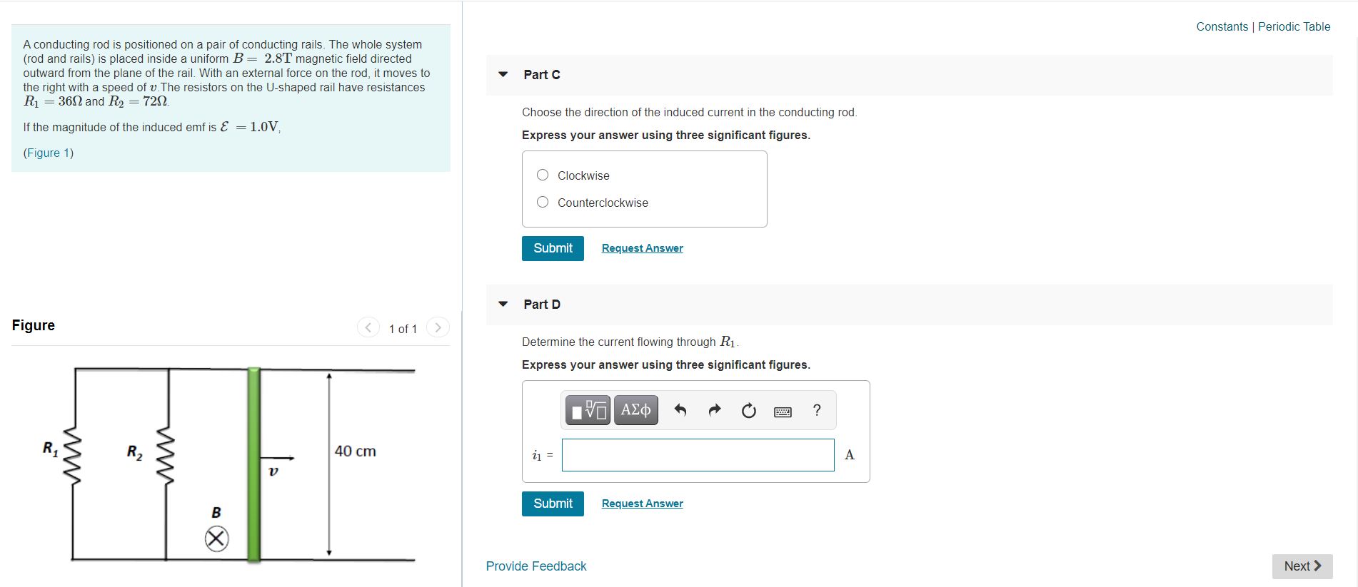 Solved Constants Periodic Table A conducting rod is | Chegg.com