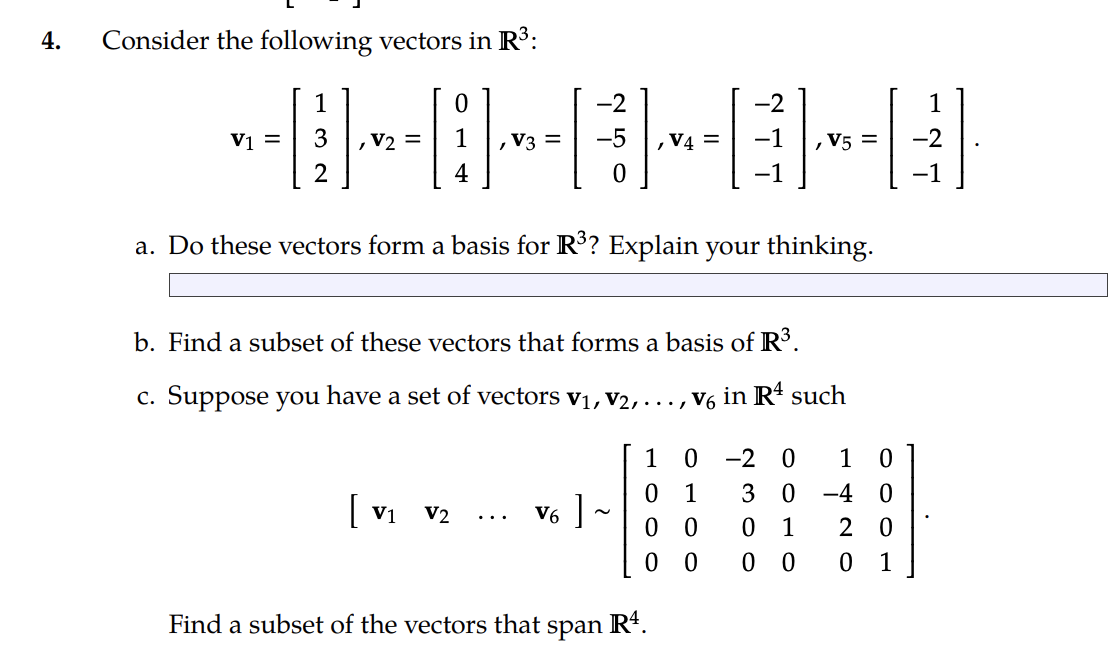 Solved 4. Consider the following vectors in R3: 0 1 V1 = ,V2 | Chegg.com