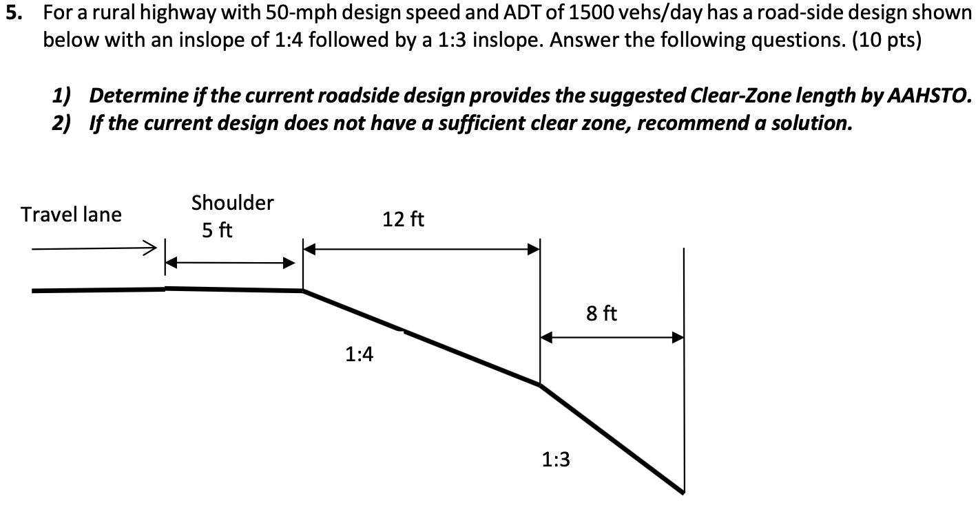 5. For a rural highway with 50-mph design speed and | Chegg.com