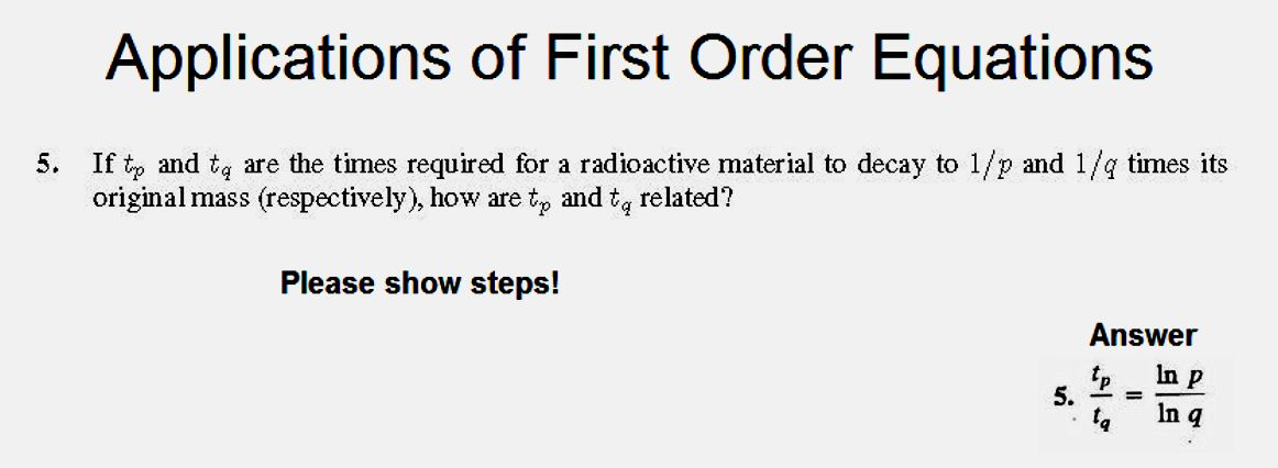 Solved Applications of First Order Equations 5. If t, and tq | Chegg.com