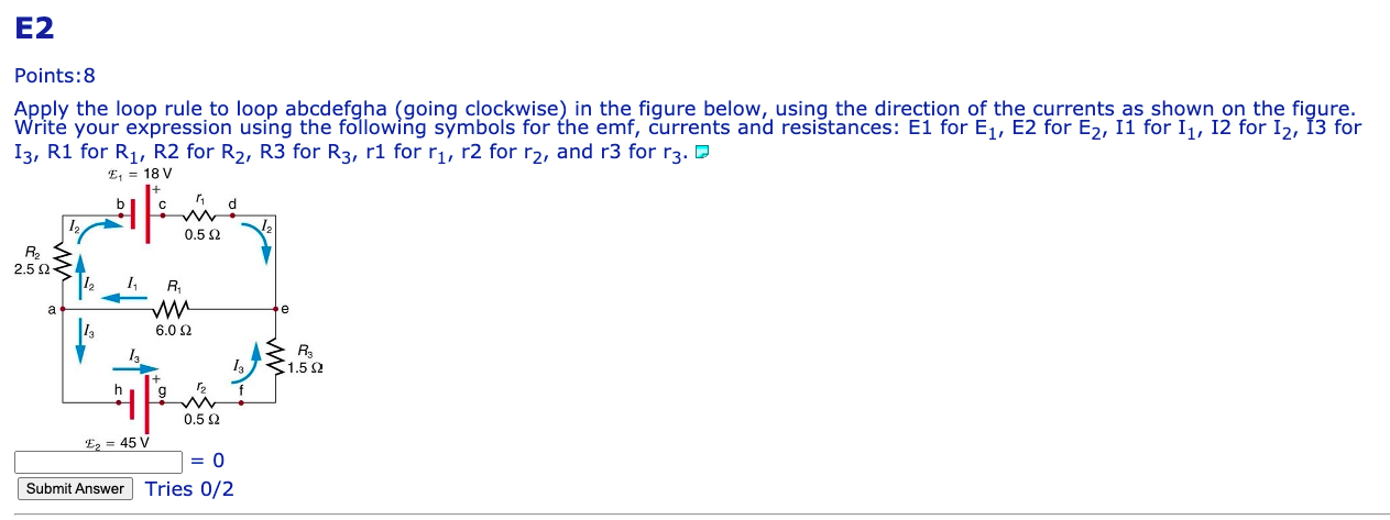 Solved E2 Points 8 Apply The Loop Rule To Loop Abcdefgha 
