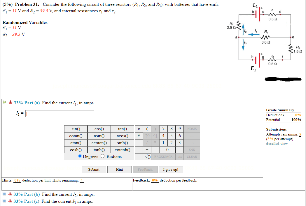 Solved E1 (5%) Problem 31: Consider the following circuit of | Chegg.com