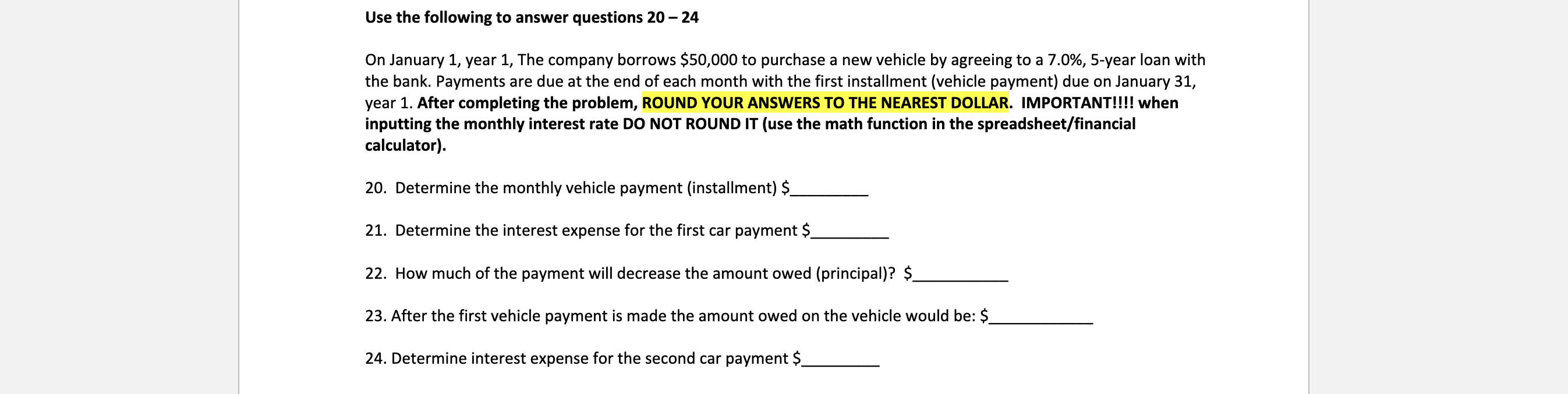 Solved Use the following to answer questions 20−24 On | Chegg.com