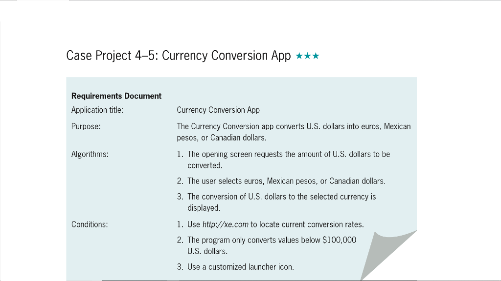 Case Project 4-5: Currency Conversion App | Chegg.com