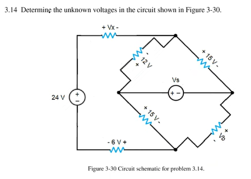 Solved 3.14 Determine the unknown voltages in the circuit | Chegg.com
