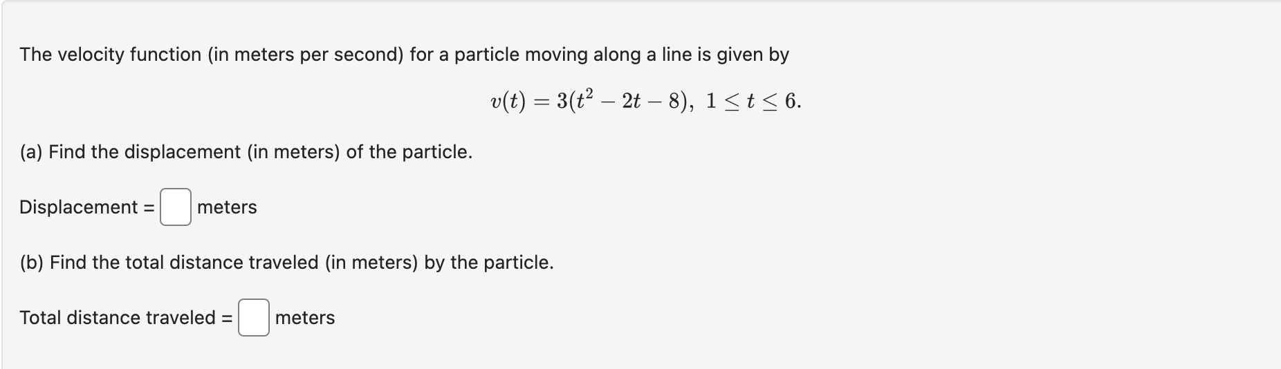 Solved The velocity function (in meters per second) for a | Chegg.com