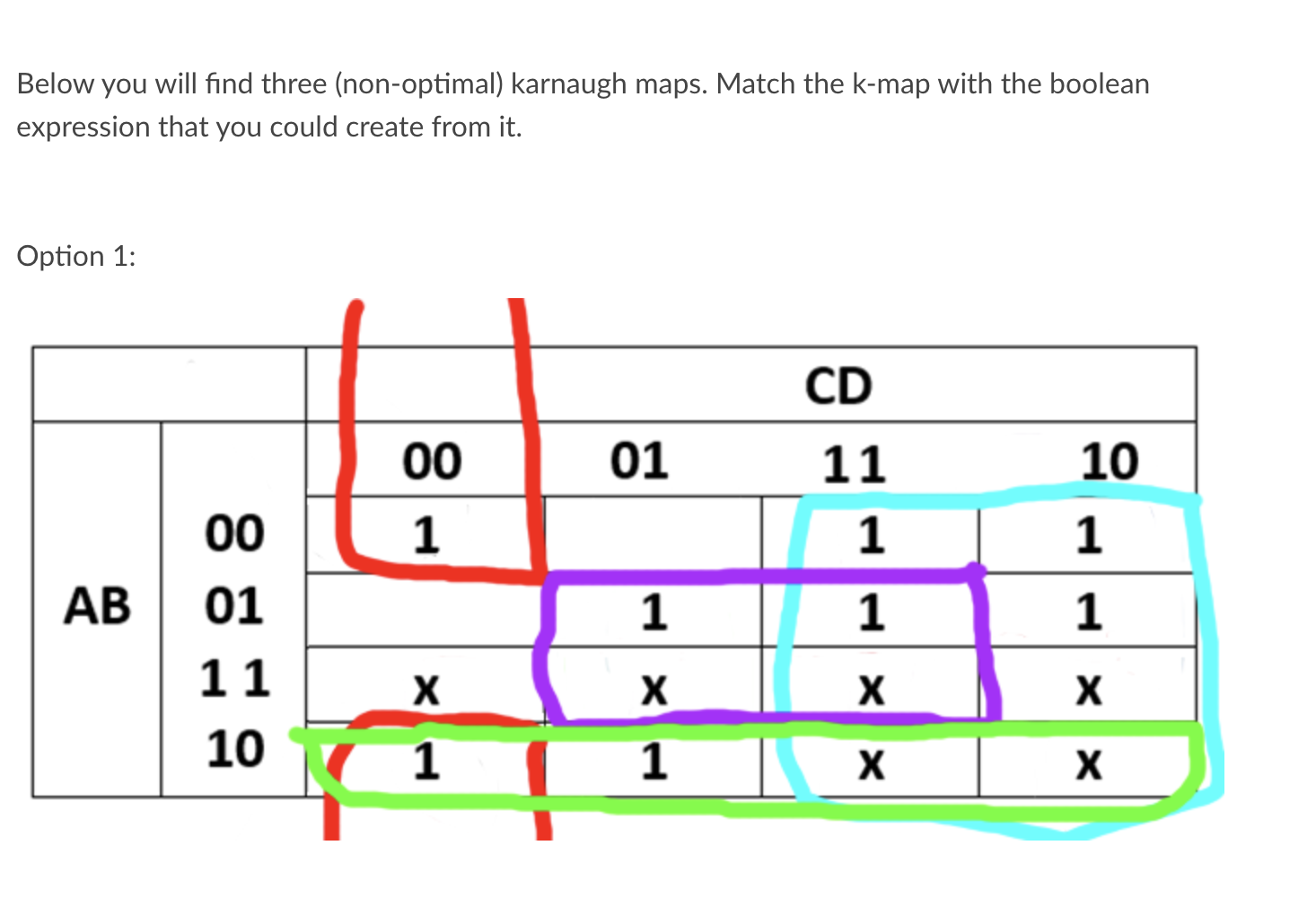 Solved Below you will find three (non-optimal) karnaugh | Chegg.com