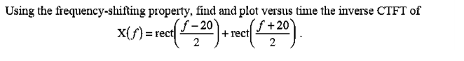 Solved Using the frequency-shifting property, find and plot | Chegg.com