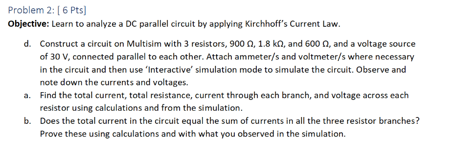 Solved Problem 2: [ 6Pts] Objective: Learn to analyze a DC | Chegg.com
