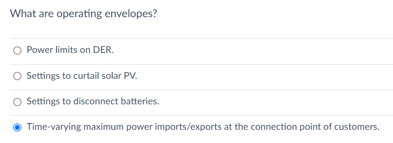 Solved What are operating envelopes? O Power limits on DER. | Chegg.com