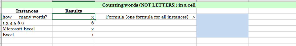 Solved Counting words (NOT LETTERS!) ﻿in a cellFormula (one | Chegg.com