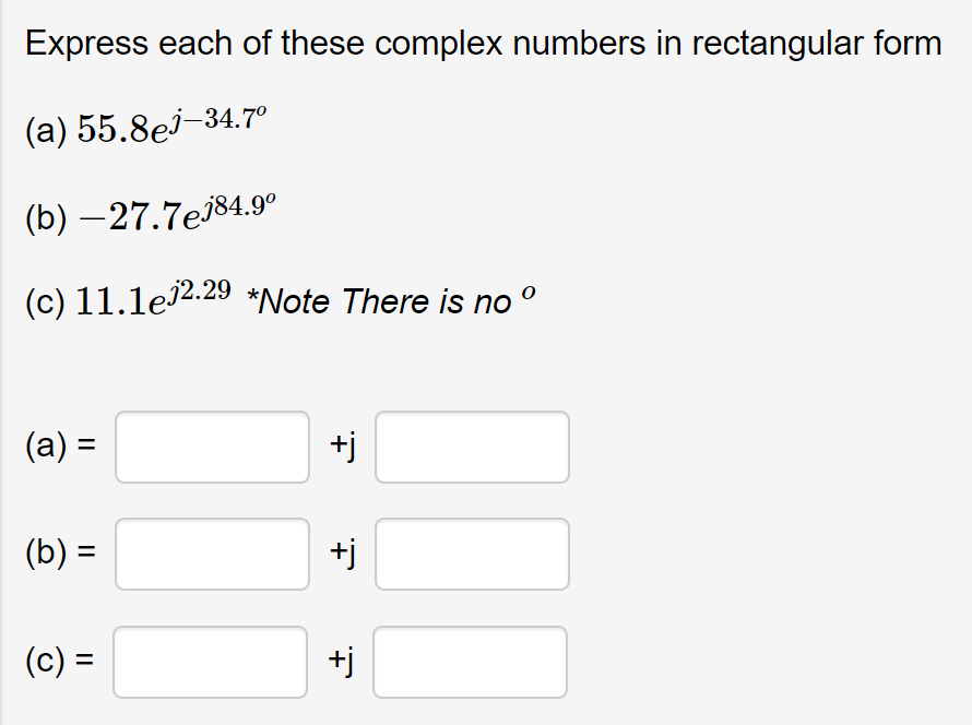 Solved Express each of these complex numbers in rectangular | Chegg.com