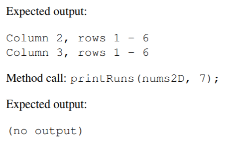Solved Write A Method Public Static Void Printruns Int 