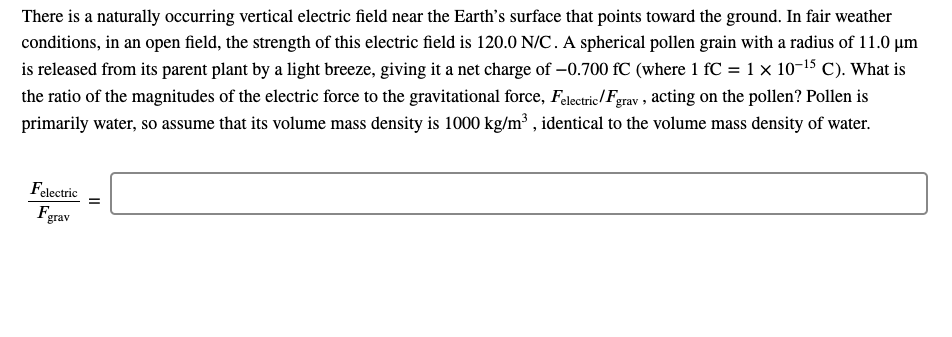Solved There is a naturally occurring vertical electric | Chegg.com