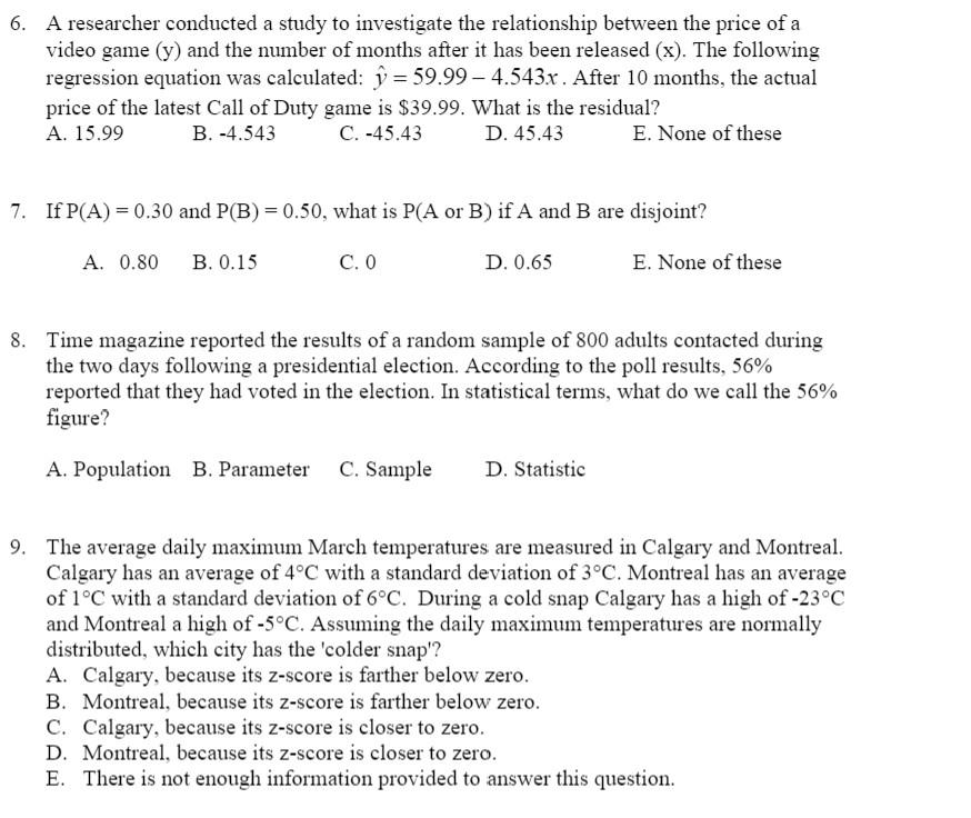 Solved 6. A researcher conducted a study to investigate the | Chegg.com