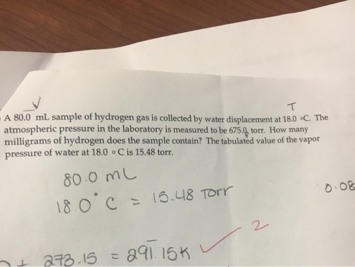 Solved A 80.0 mL sample of hydrogen gas is collected by | Chegg.com