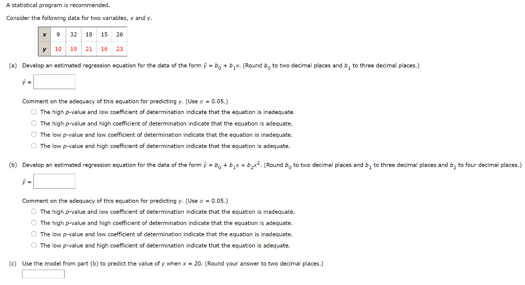 Solved A statistical program is recommended. Consider the | Chegg.com