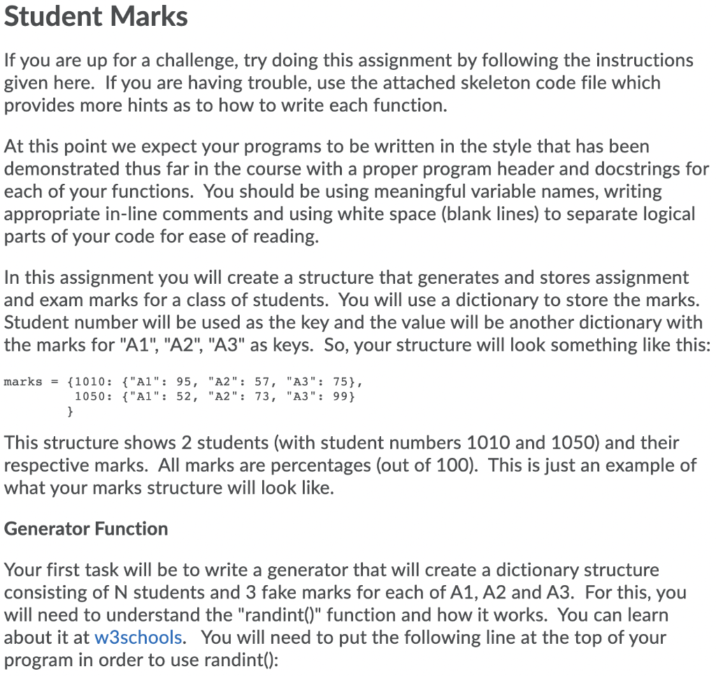 Solved Student Marks If you are up for a challenge, try | Chegg.com