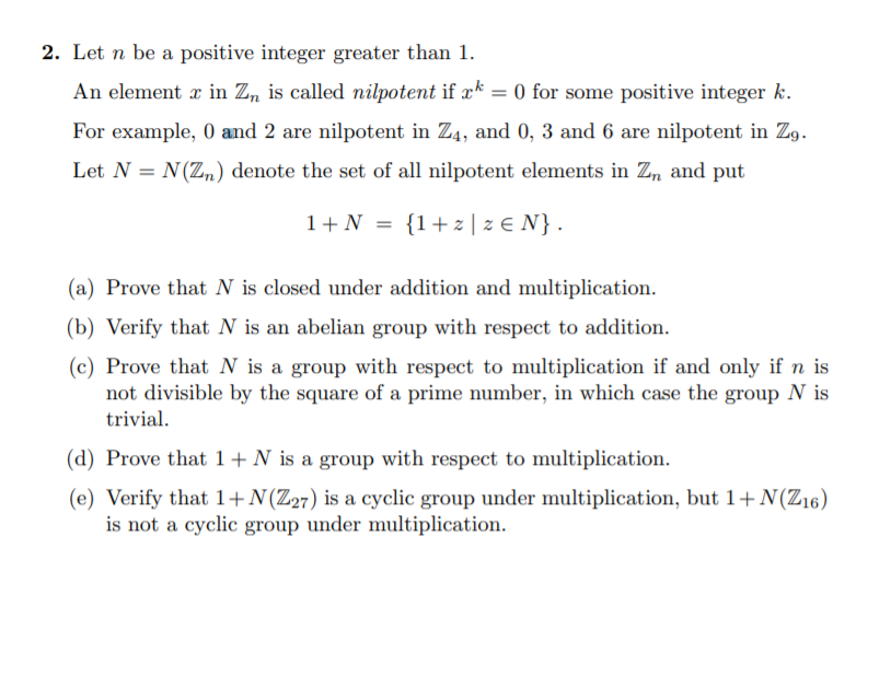 Solved 2. Let n be a positive integer greater than 1. An | Chegg.com