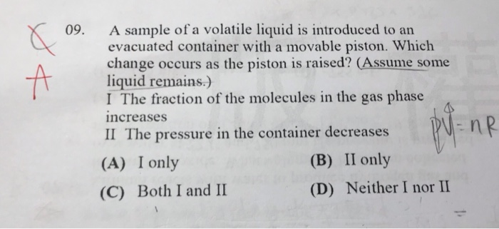 Solved A sample of a volatile liquid is introduced to an | Chegg.com