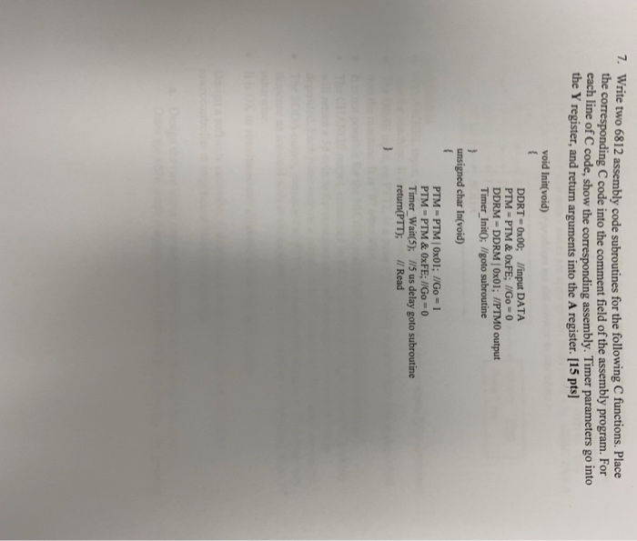 Write Two 6812 Assembly Code Subroutines For The