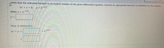 Solved Verify that the indicated function is an explicit | Chegg.com