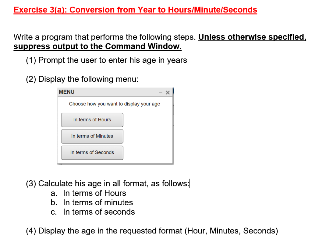 Solved Exercise 3(a): Conversion from Year to | Chegg.com