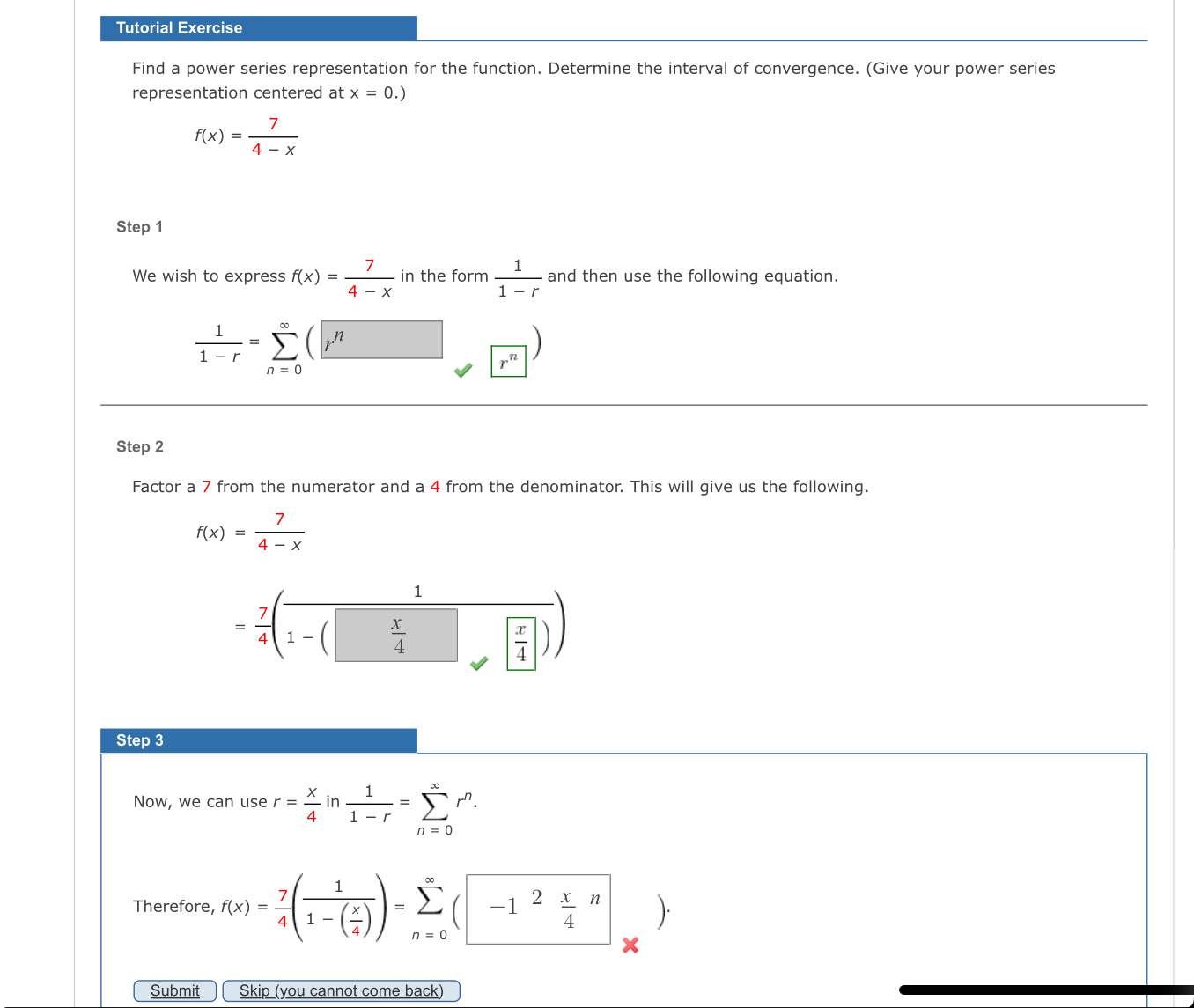 Solved Tutorial ExerciseFind a power series representation | Chegg.com