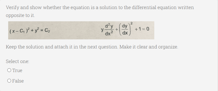 Solved Verify and show whether the equation is a solution to | Chegg.com