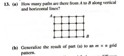 Solved 13. (a) How many paths are there from A to B along | Chegg.com