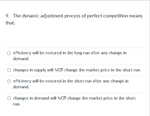 Solved 9. The dynamic adjustment process of perfect | Chegg.com