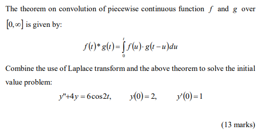 Solved The theorem on convolution of piecewise continuous | Chegg.com