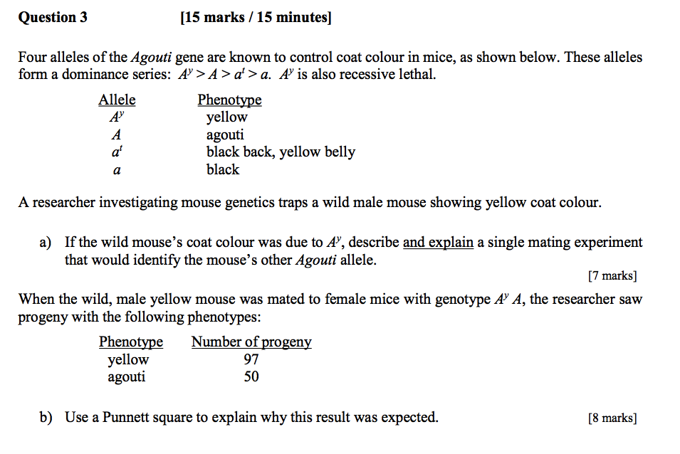 Solved Question 3 [15 marks / 15 minutes] Four alleles of | Chegg.com