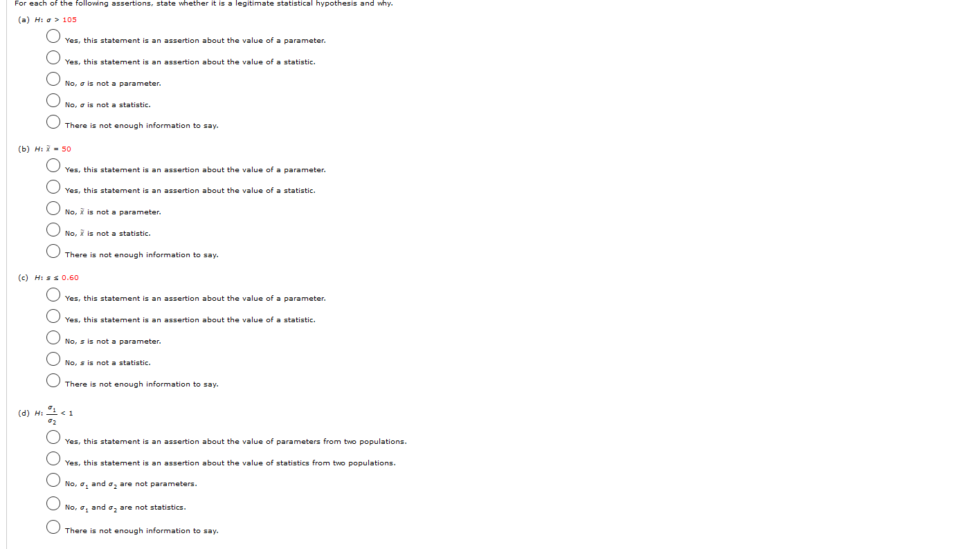 Solved For each of the following assertions, state whether | Chegg.com