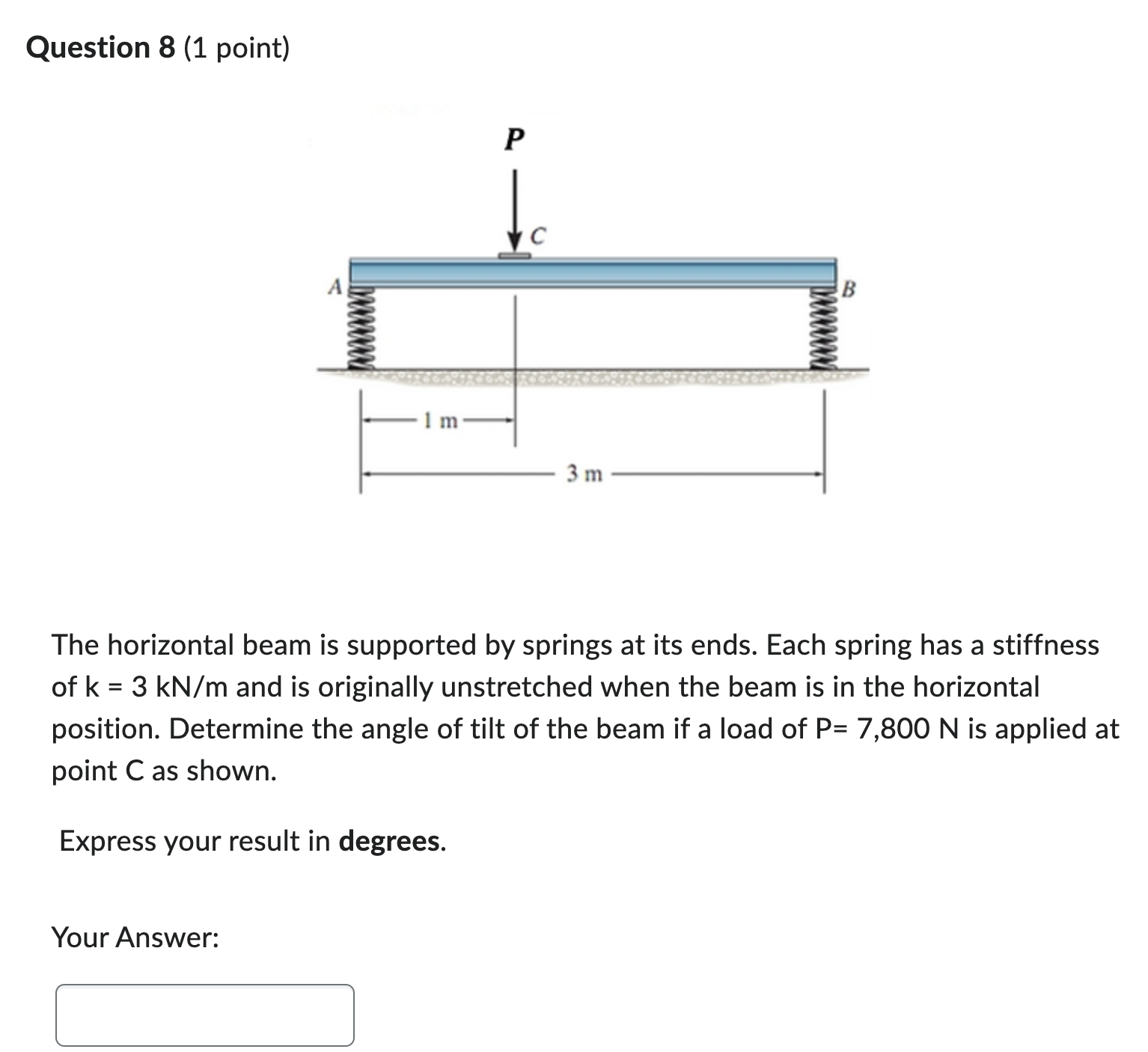 Solved Question 8 (1 point) The horizontal beam is supported | Chegg.com