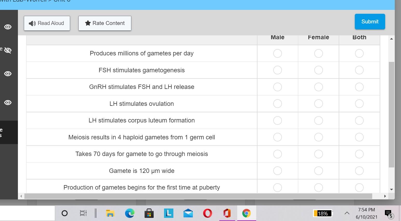 Solved Read Aloud Rate Content Submit Male Female Both | Chegg.com
