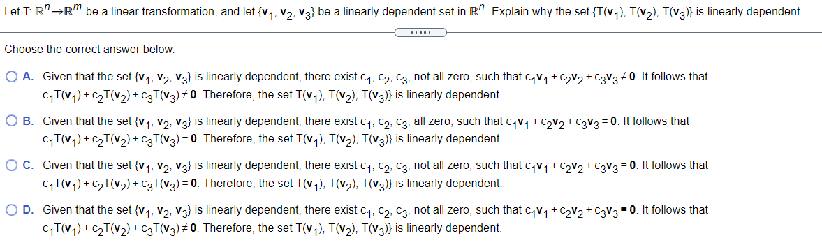 Solved Let T: R">R" be a linear transformation, and let {V1, | Chegg.com